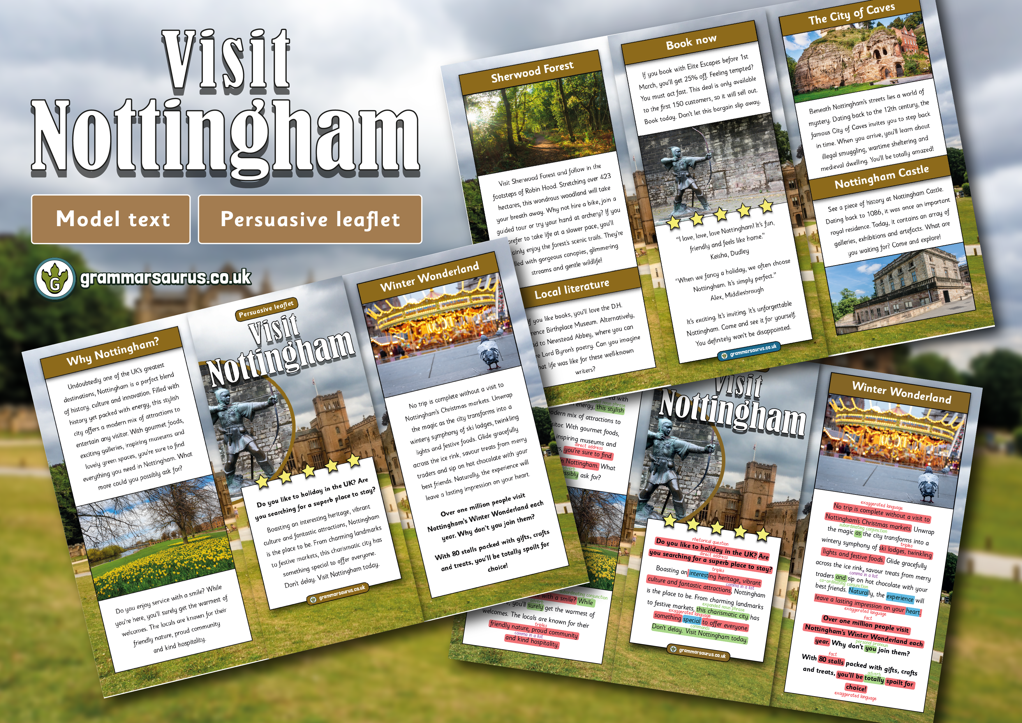 Year 4 Model Text – Persuasive leaflet – Visit Nottingham - Grammarsaurus