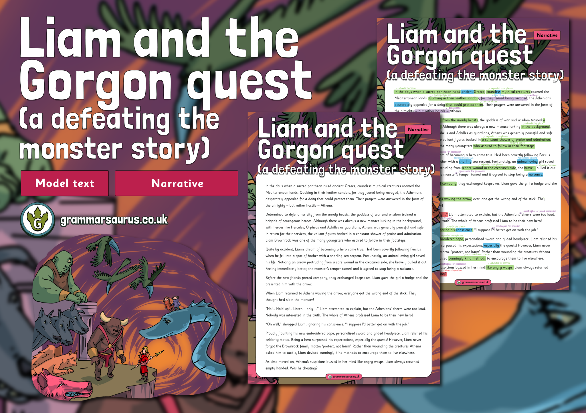 Year 5 Model Text - Narrative - Liam and the Gorgon quest (a defeating ...