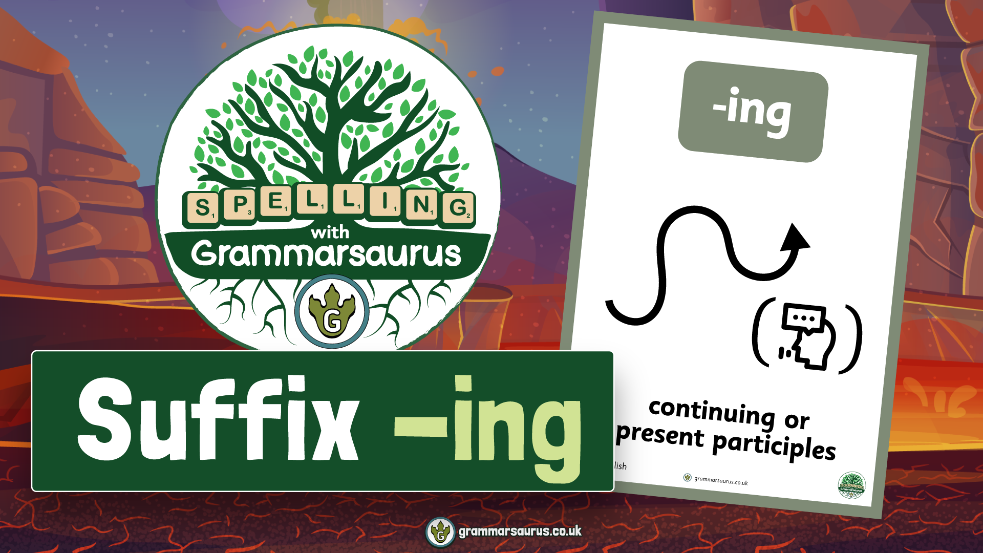 Spelling with Grammarsaurus - Suffix - ing - Grammarsaurus