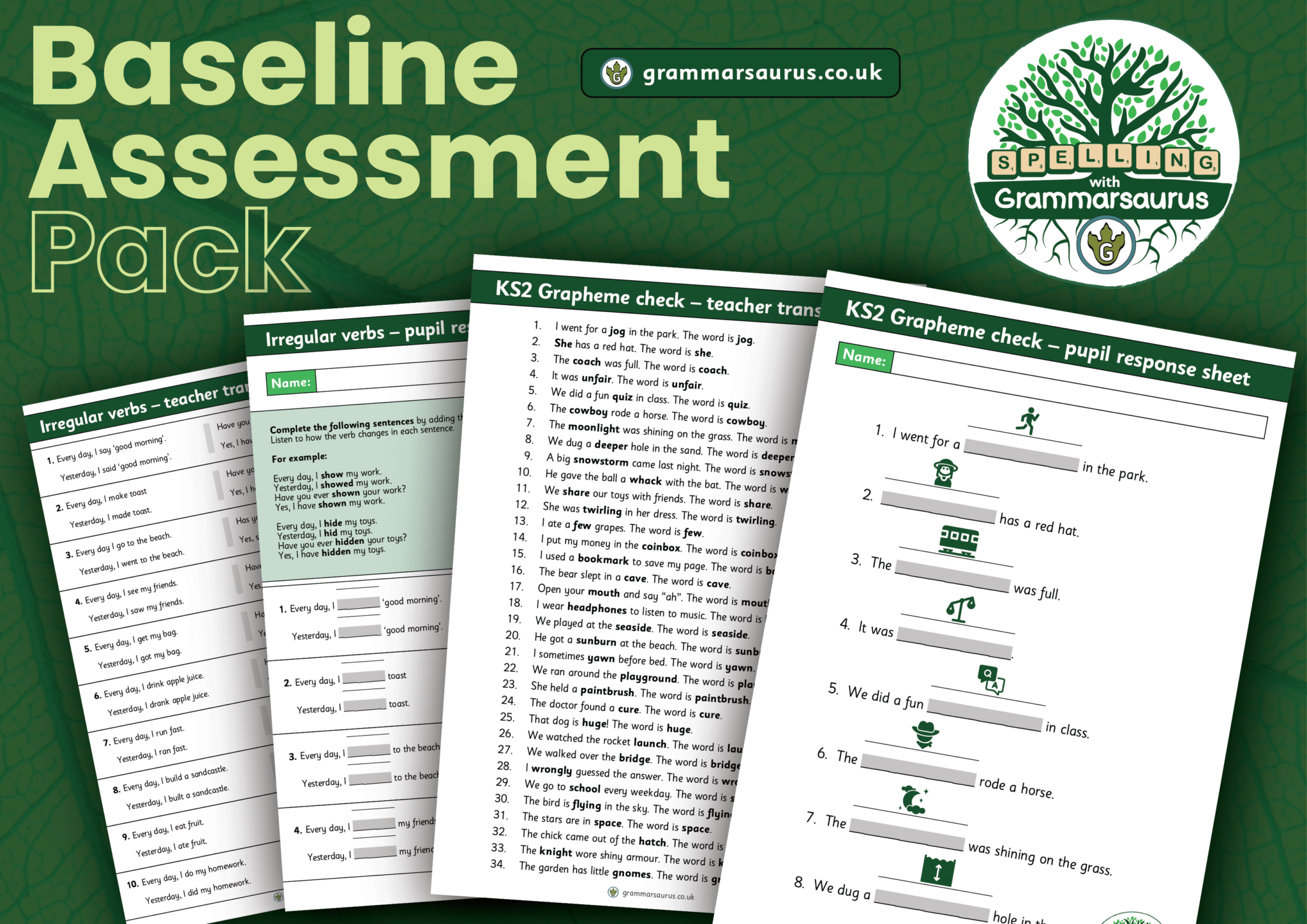 Spelling with Grammarsaurus Baseline Assessments, Morphology Flashcards ...