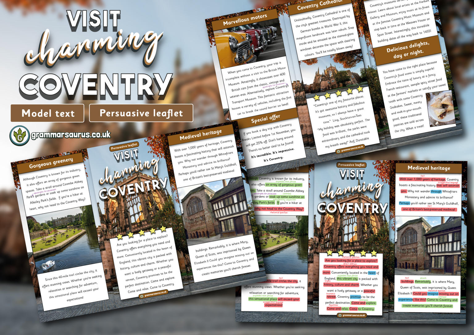 Year 4 Model Text – Persuasive leaflet – Visit Coventry - Grammarsaurus