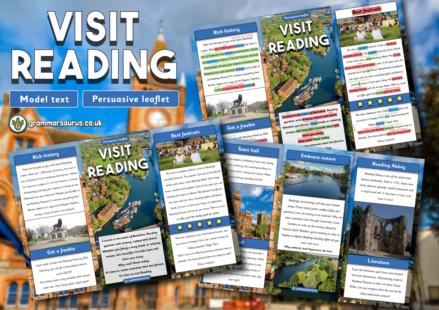 Year 4 Model Text – Persuasive leaflet – Visit Reading - Grammarsaurus