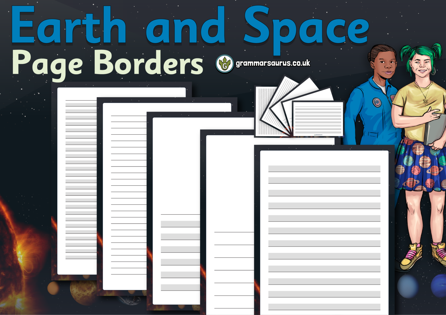 Year 5 Science - Earth and Space - Page Borders - Grammarsaurus