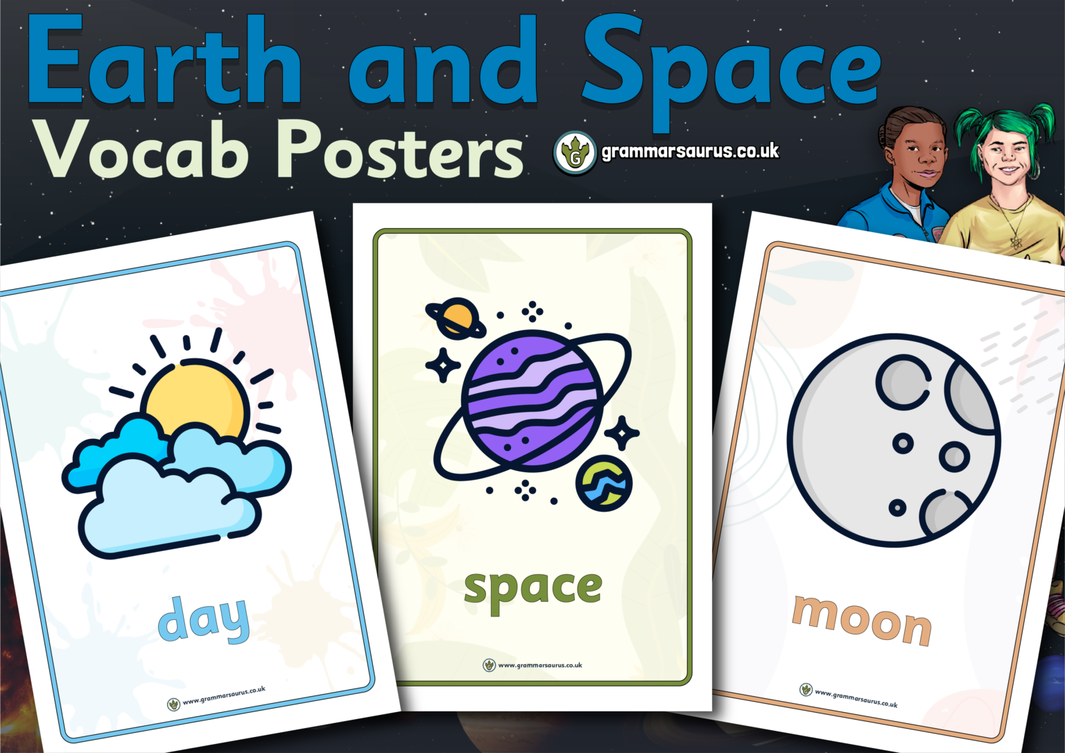 Year 5 Science - Earth and Space - Vocab Posters - Grammarsaurus