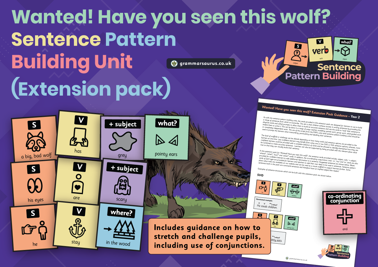 Wanted! Have you seen this wolf? Sentence Pattern Building Unit ...