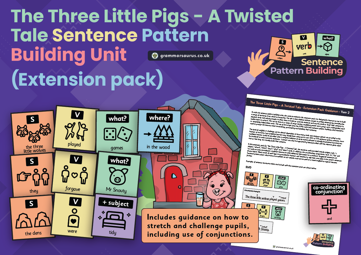 The Three Little Pigs - A Twisted Tale - Sentence Pattern Building Unit ...