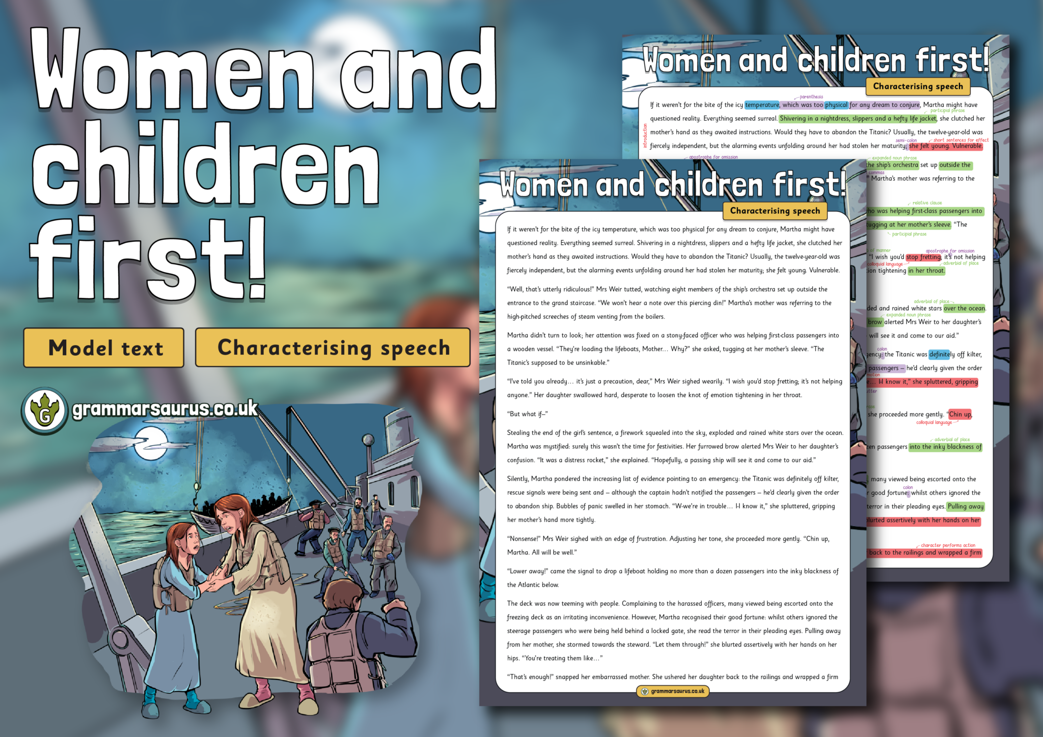 Year 6 Model Text – Characterising speech – Women and children first ...