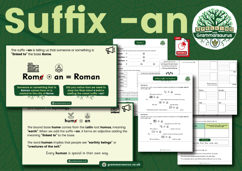 Y3 Objective 10 (Suffix -an) - Grammarsaurus