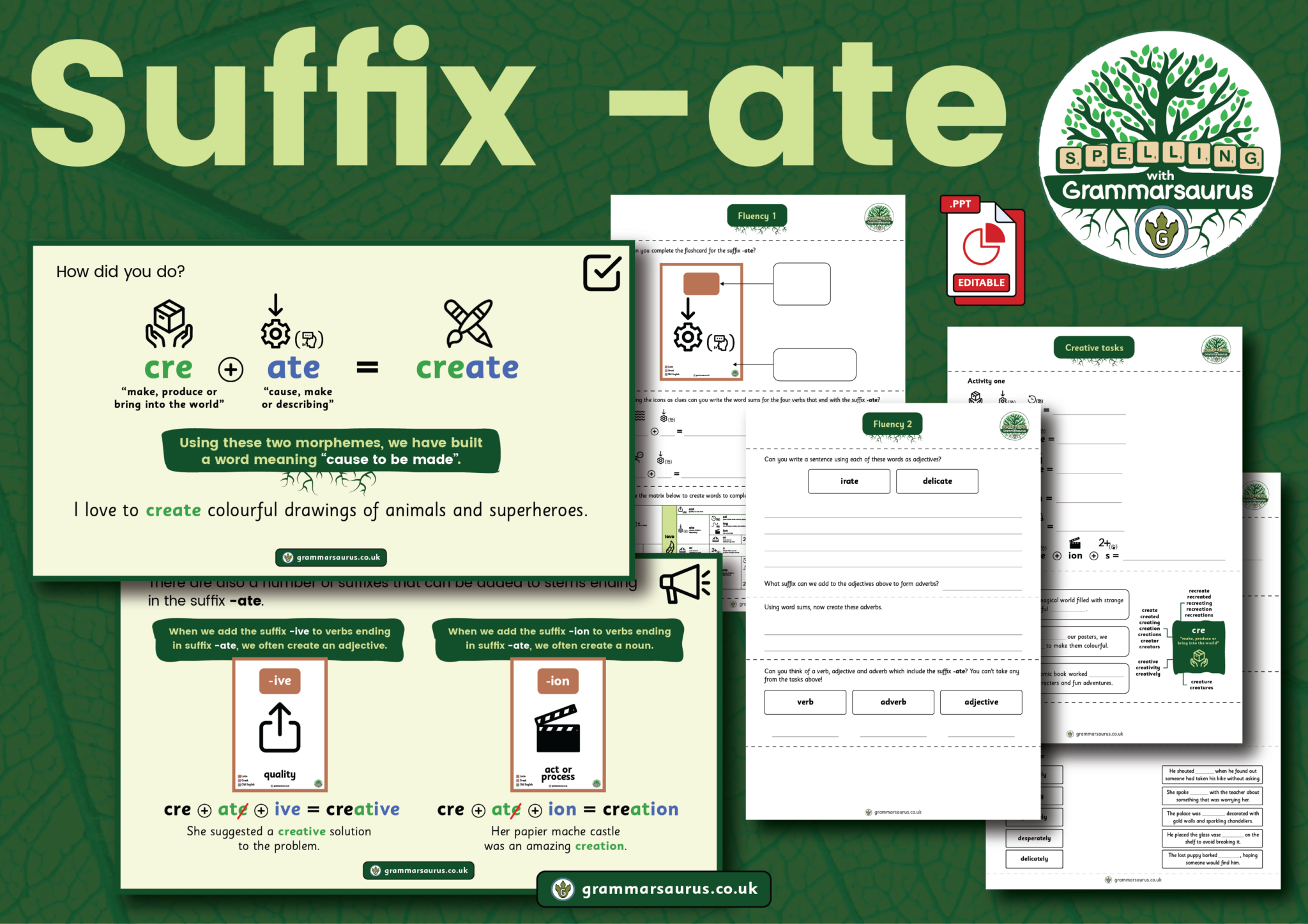 Y5 Objective 5 (Suffix -ate) - Grammarsaurus