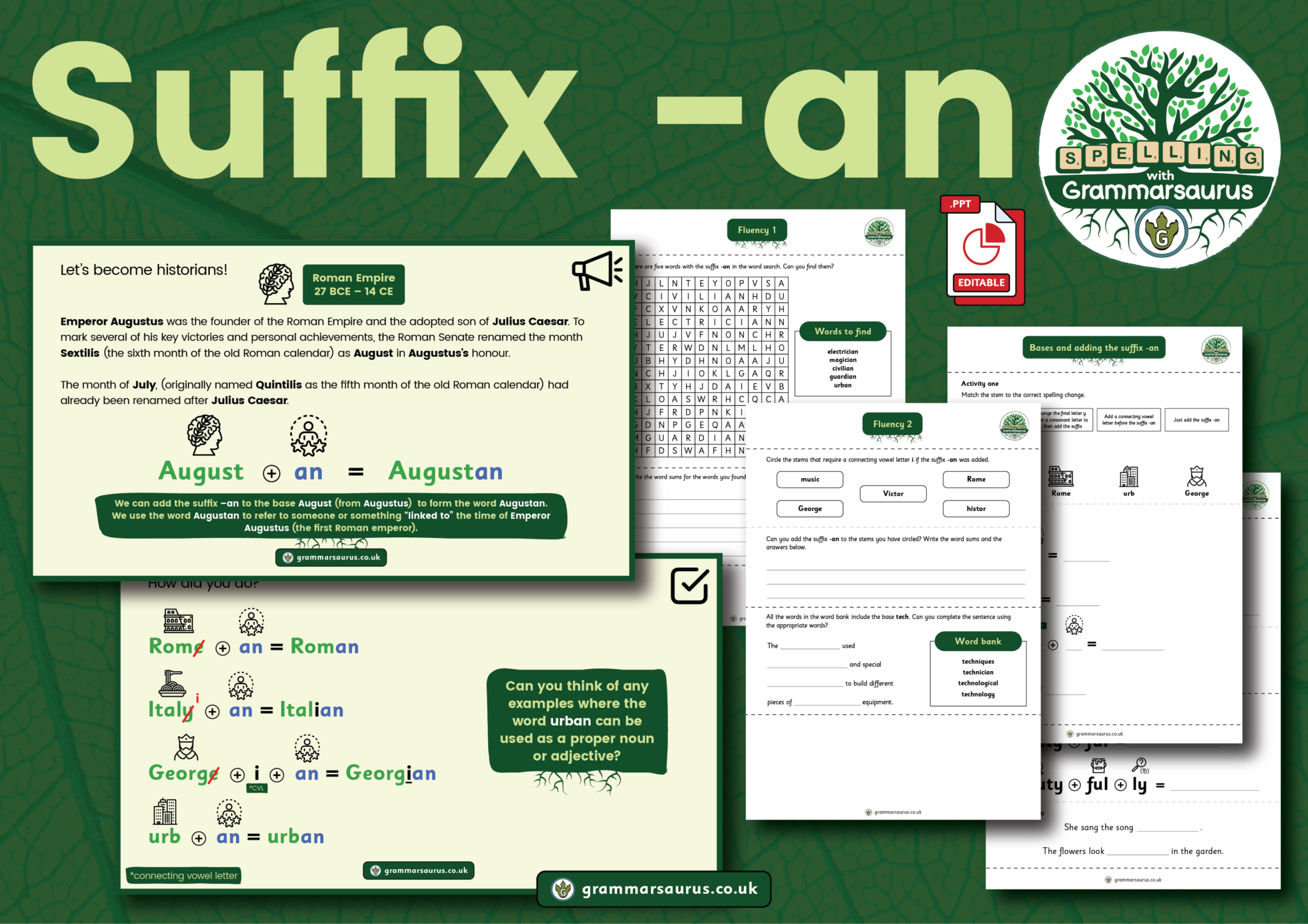 Y4 Objective 10 (Suffix -an) - Grammarsaurus