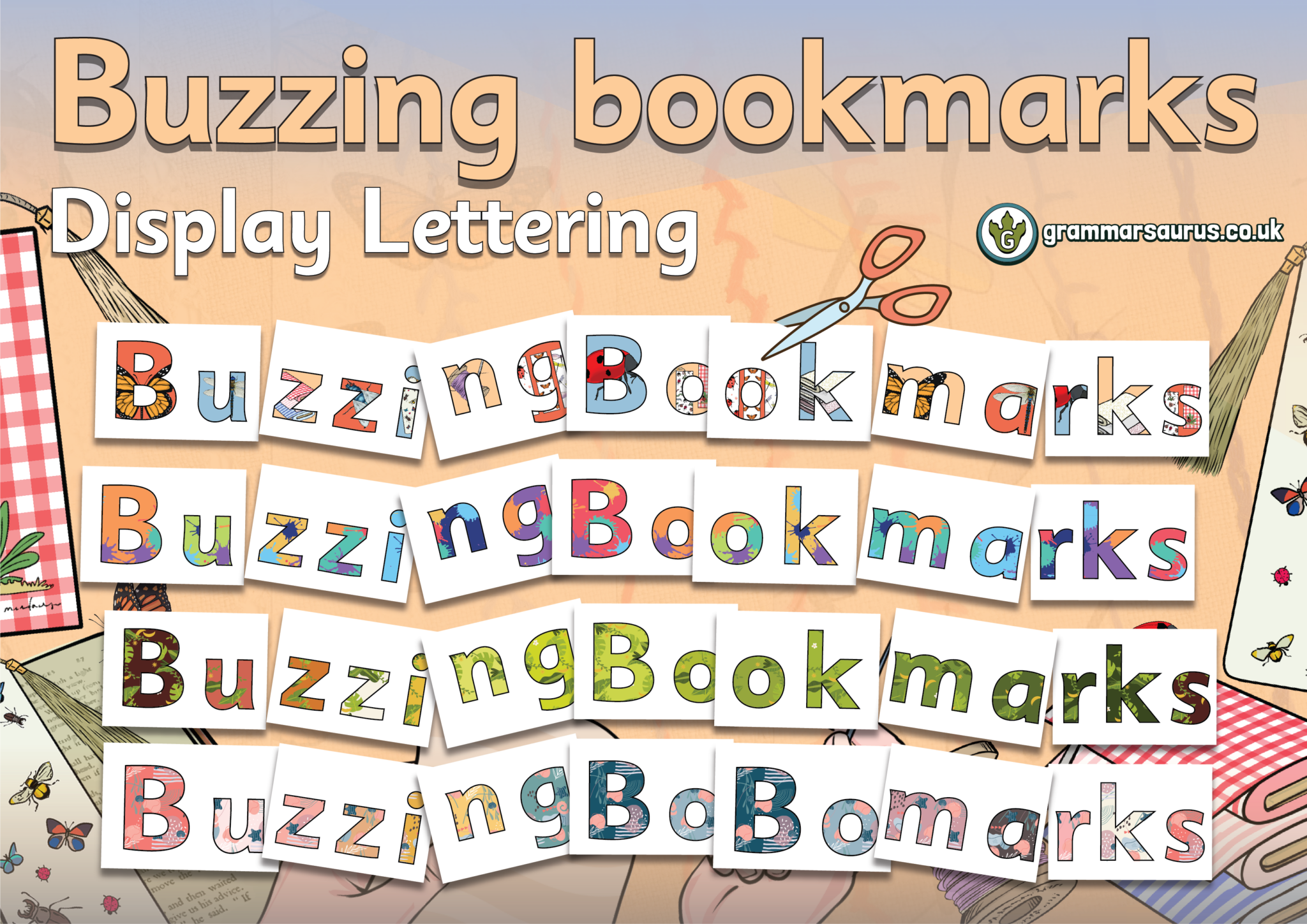 Year 2 - Buzzing bookmarks - Display Lettering - Grammarsaurus