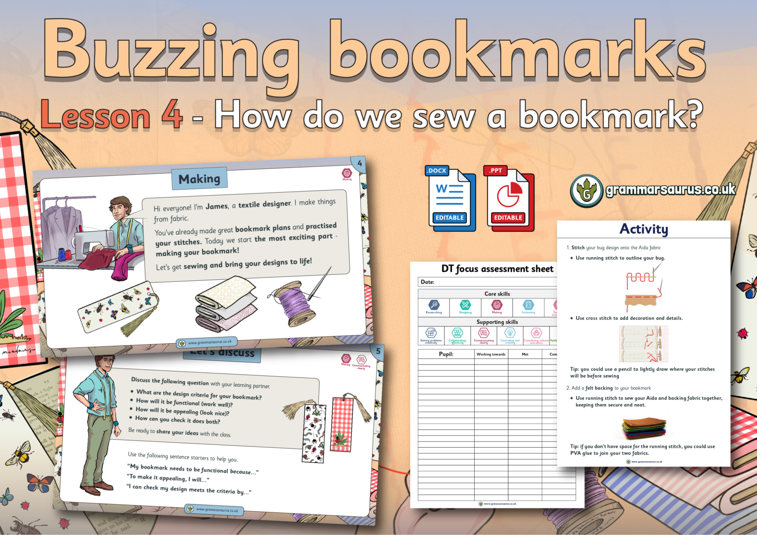 Year 2 - Buzzing bookmarks - How do we sew a bookmark? - Lesson 4 ...