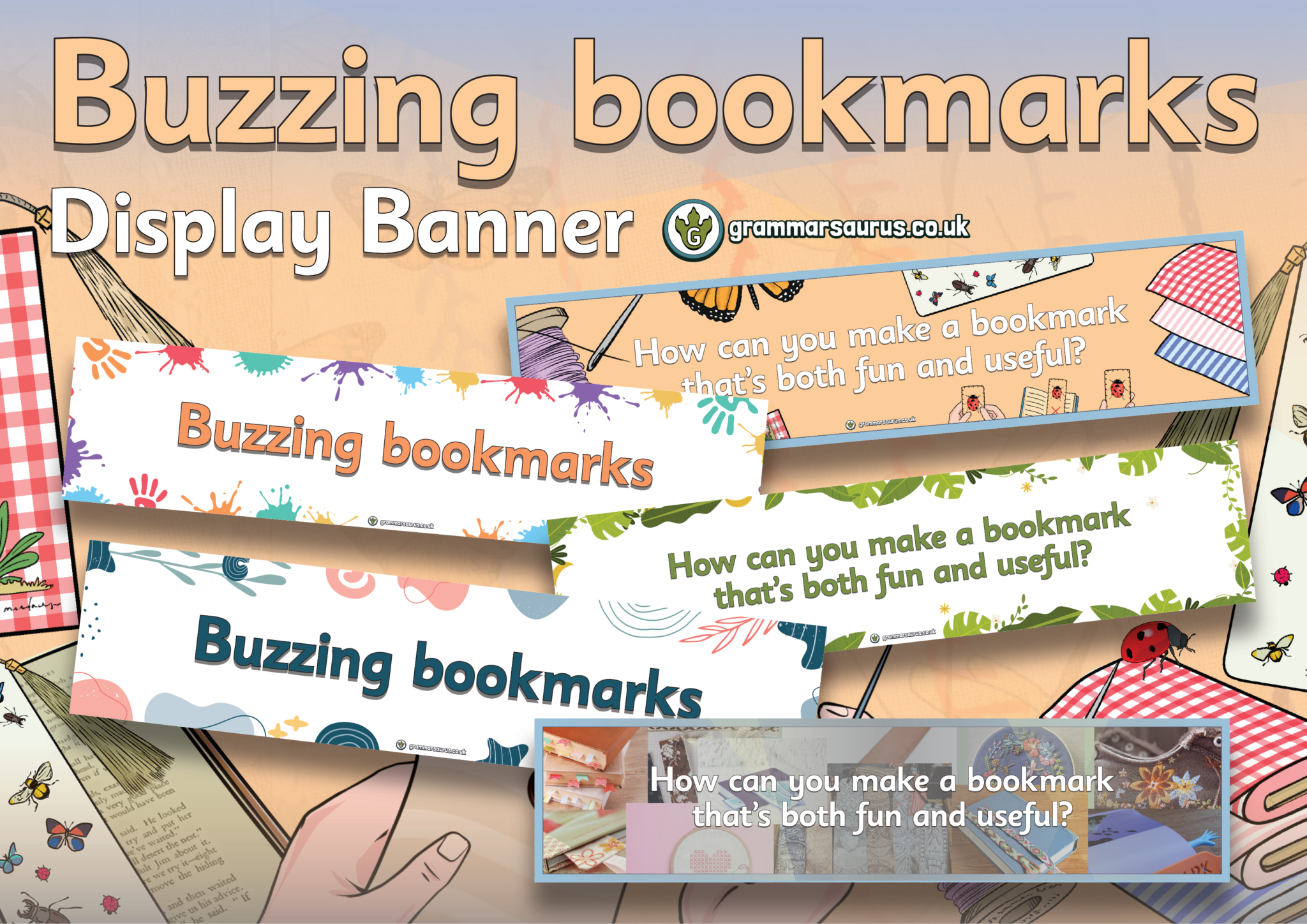 Year 2 - Buzzing bookmarks - Display Banner - Grammarsaurus