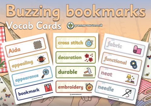 Year 2 - Buzzing bookmarks - Vocab Cards - Grammarsaurus