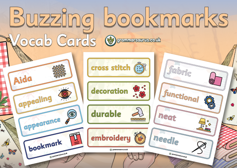 Year 2 - Buzzing bookmarks - Vocab Cards - Grammarsaurus