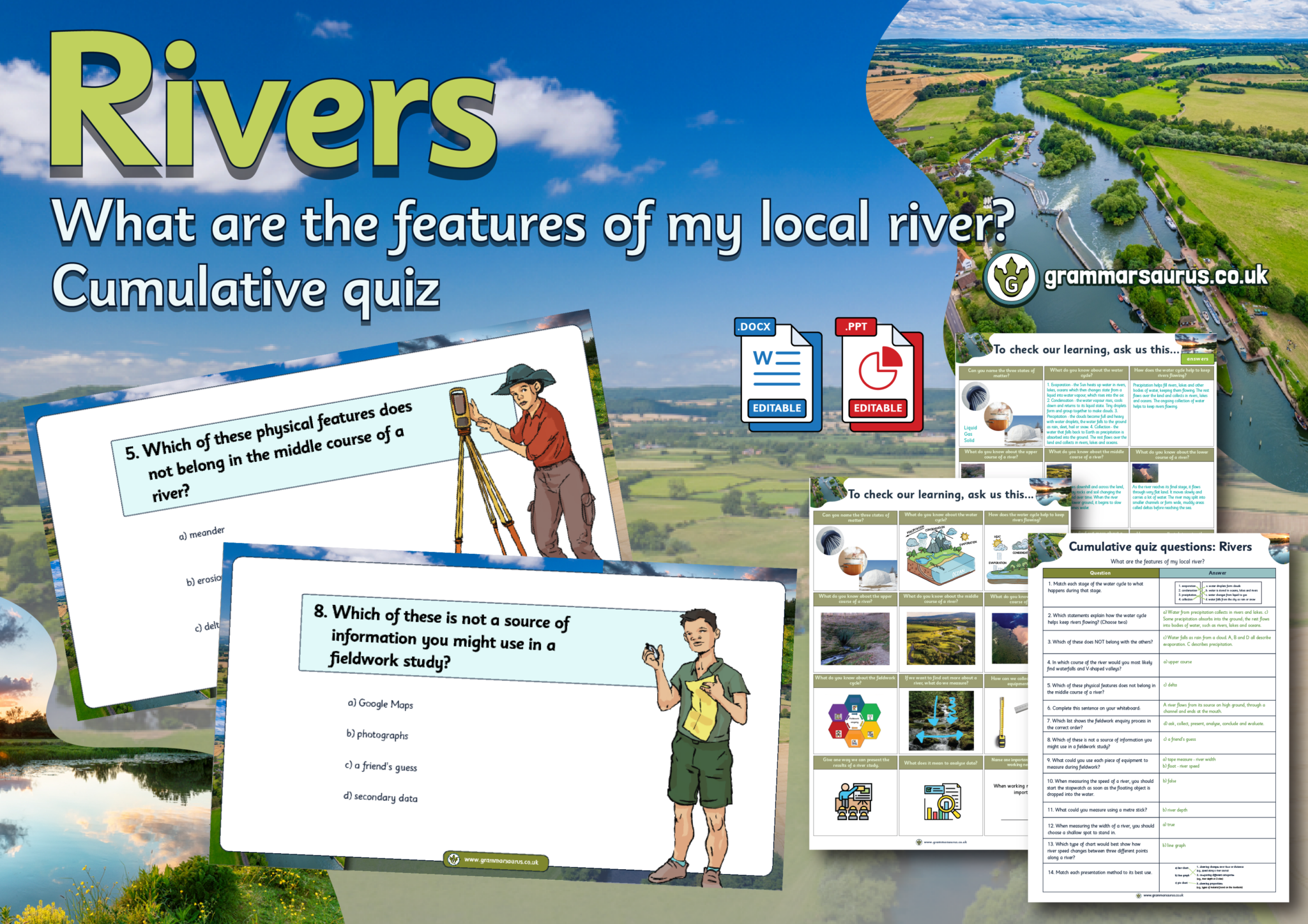 Year 5 Geography – Rivers – Cumulative Quiz - Grammarsaurus