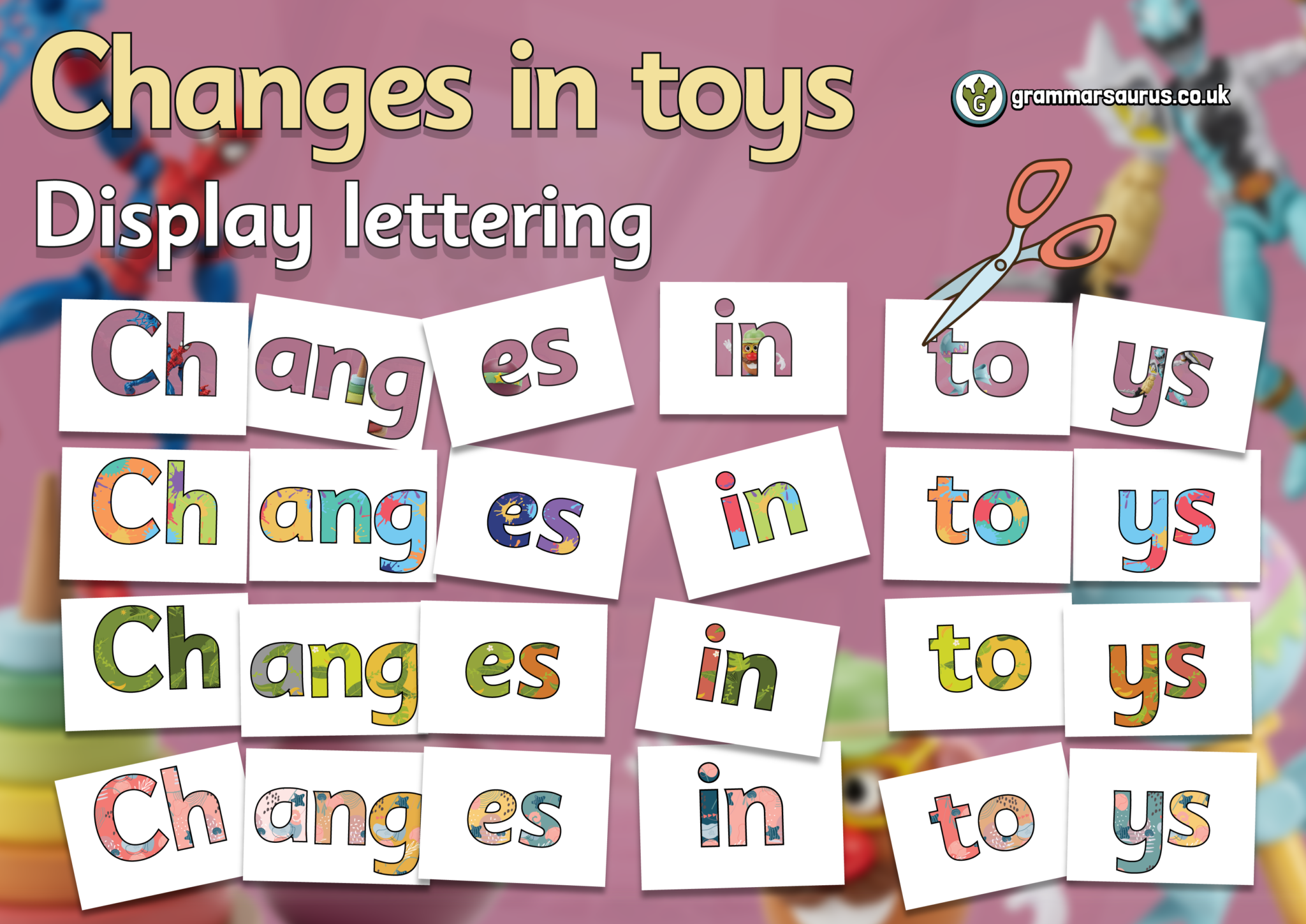 KS1 History - Changes in Toys - Display lettering - Grammarsaurus