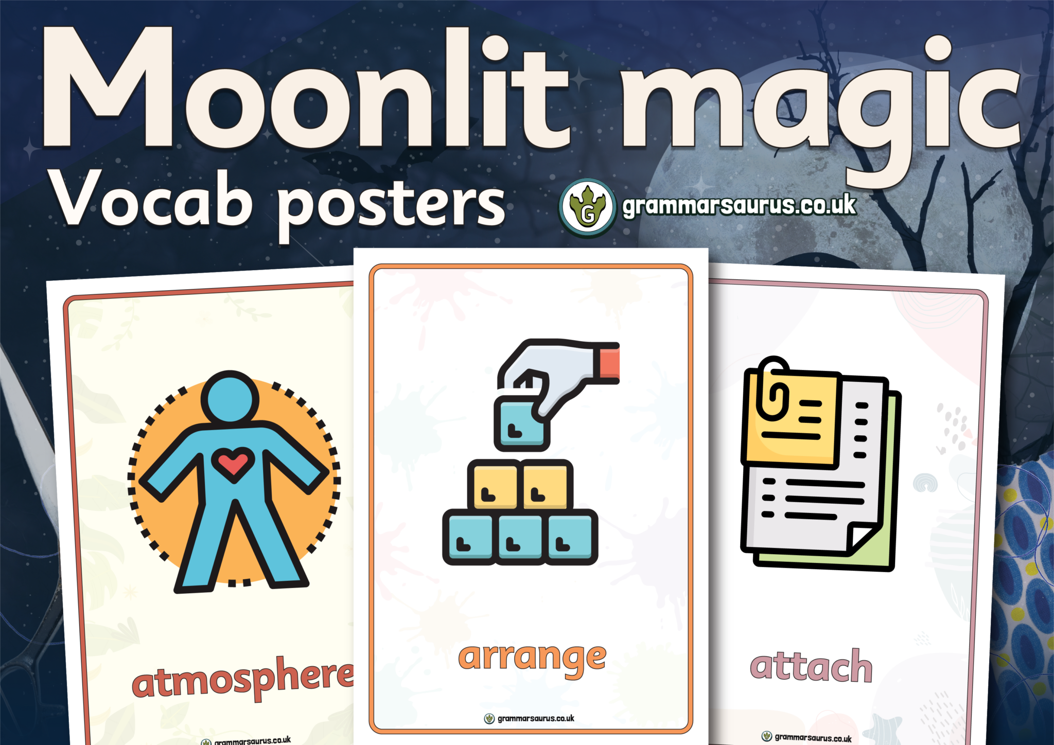Year 5 - Moonlit magic - Vocab posters - Grammarsaurus