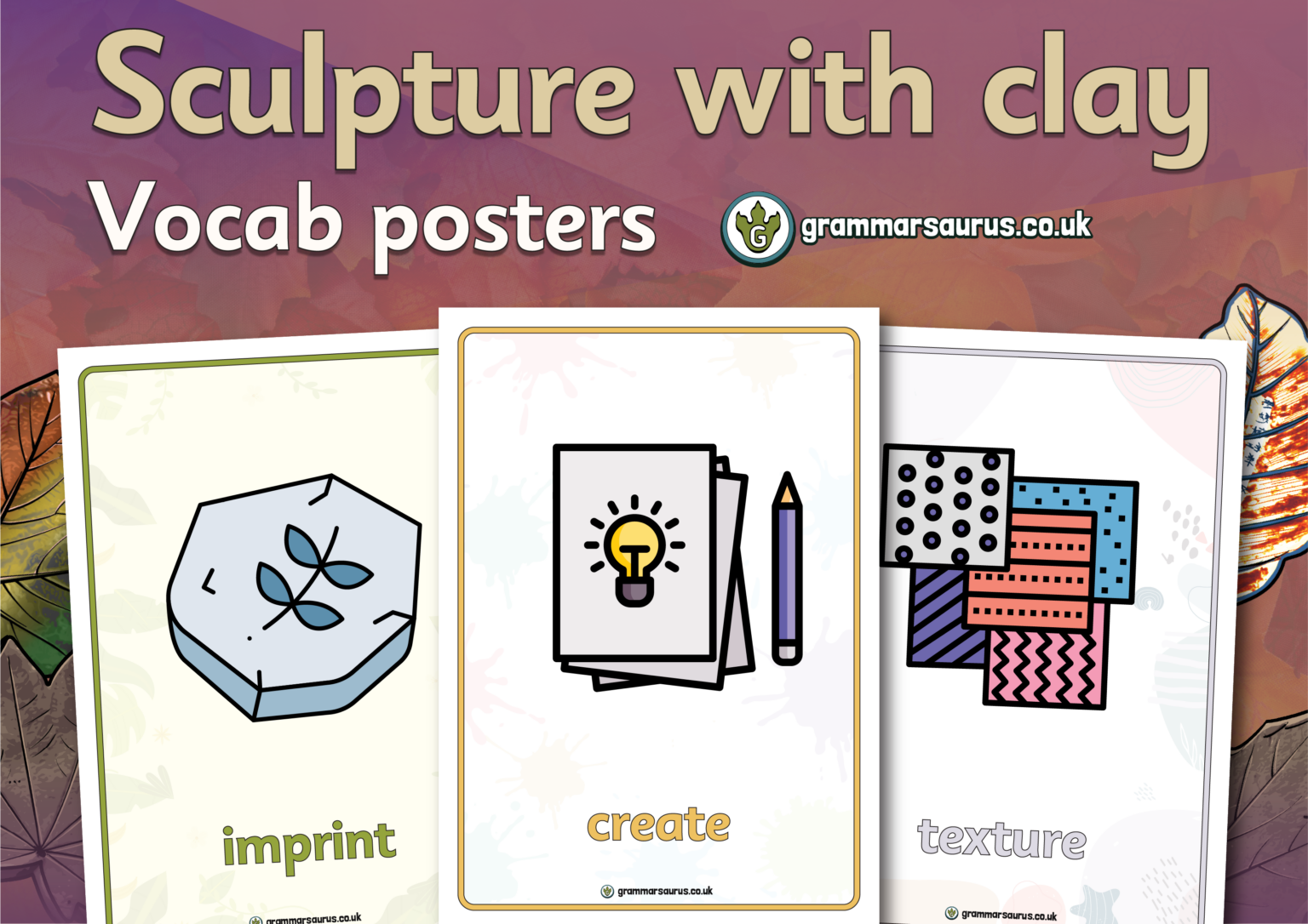 Year 1 Art – Sculpture with clay – Vocab posters - Grammarsaurus
