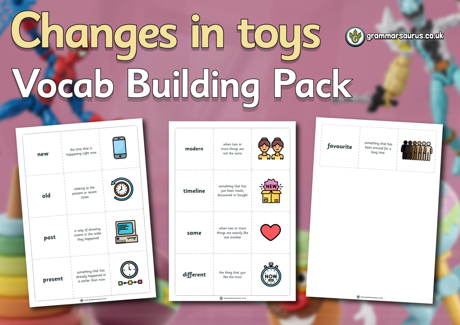 KS1 History - Changes in Toys - Vocab Building Pack - Grammarsaurus