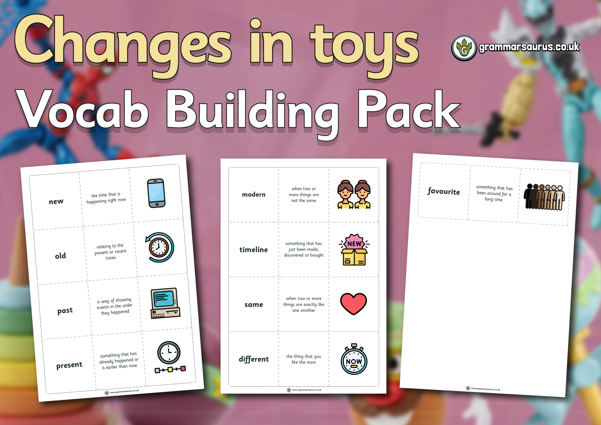 KS1 History - Changes in Toys - Vocab Building Pack - Grammarsaurus