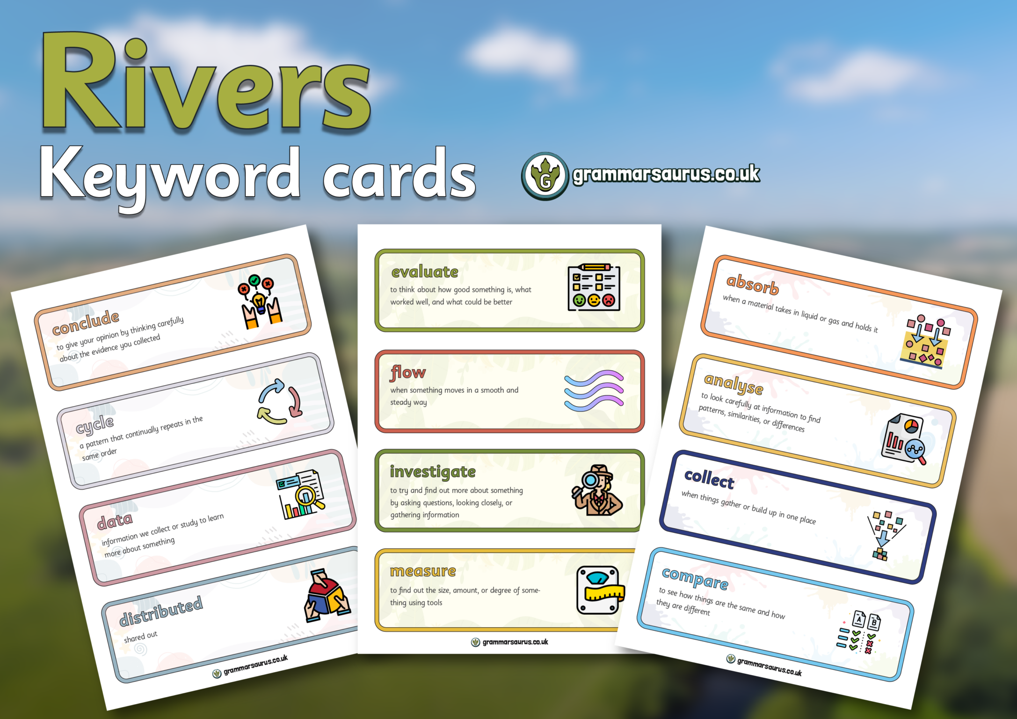 Year 5 Geography – Rivers – Keyword cards - Grammarsaurus