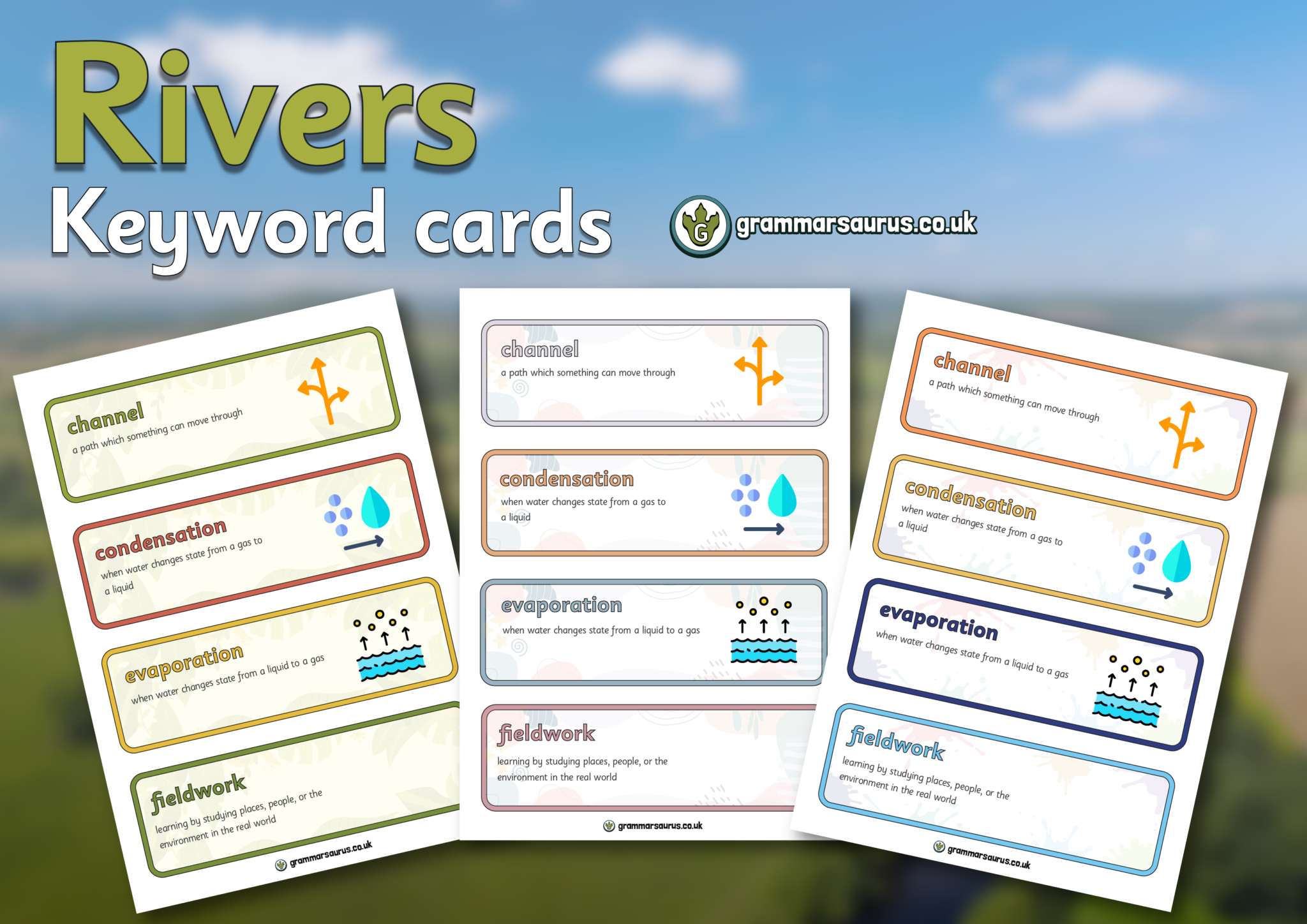 Year 5 Geography – Rivers – Keyword cards - Grammarsaurus