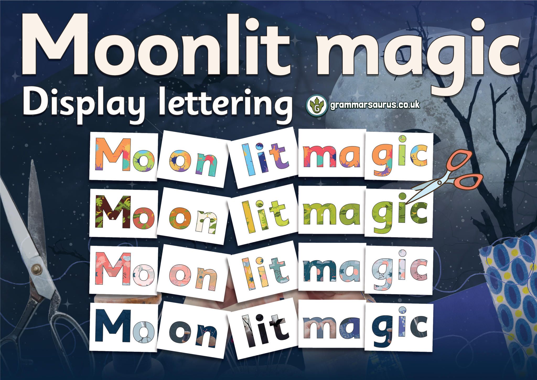 Year 5 - Moonlit magic - Display lettering - Grammarsaurus