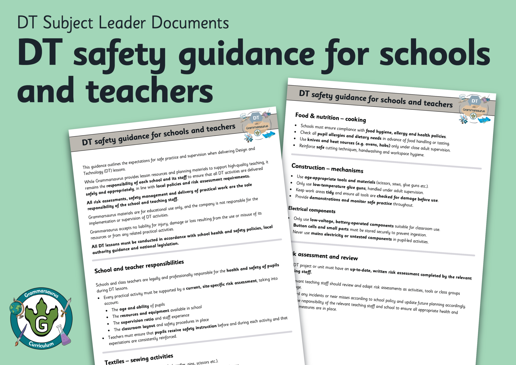 DT safety guidance for schools and teachers - Grammarsaurus