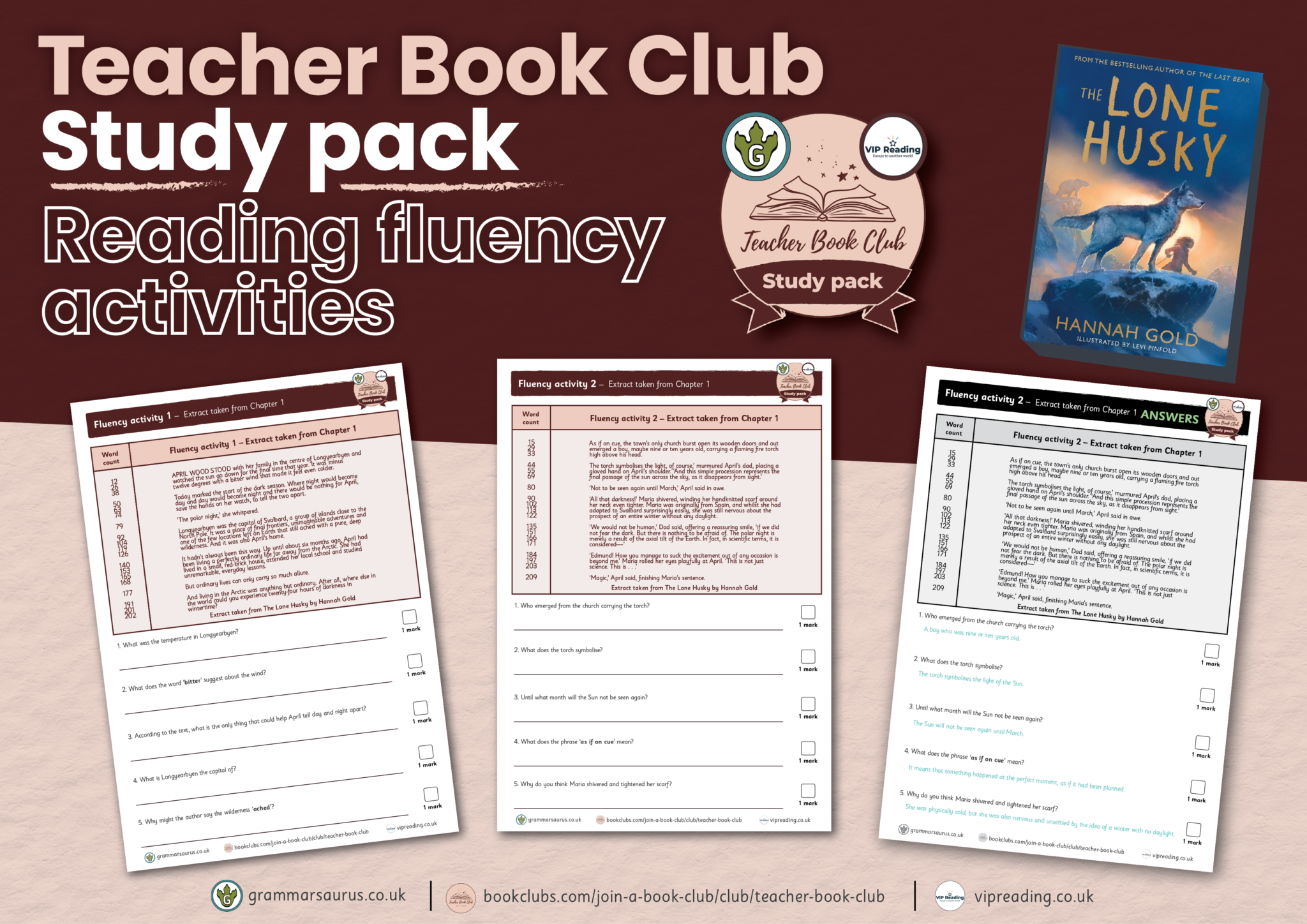 Teacher Book Club - The Lone Husky - Hannah Gold - Reading fluency ...