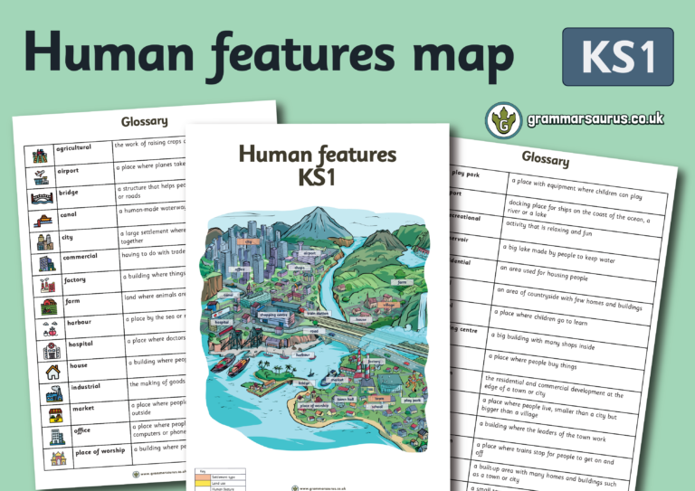 KS1 Geography - Human features map - Grammarsaurus