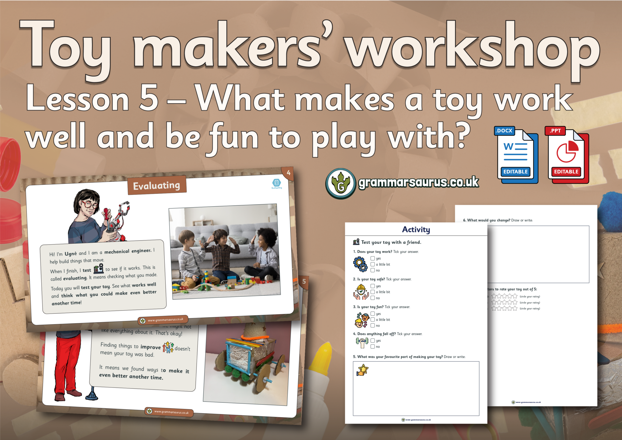 Year 1 - Toy makers' workshop - What makes a toy work well and be fun ...
