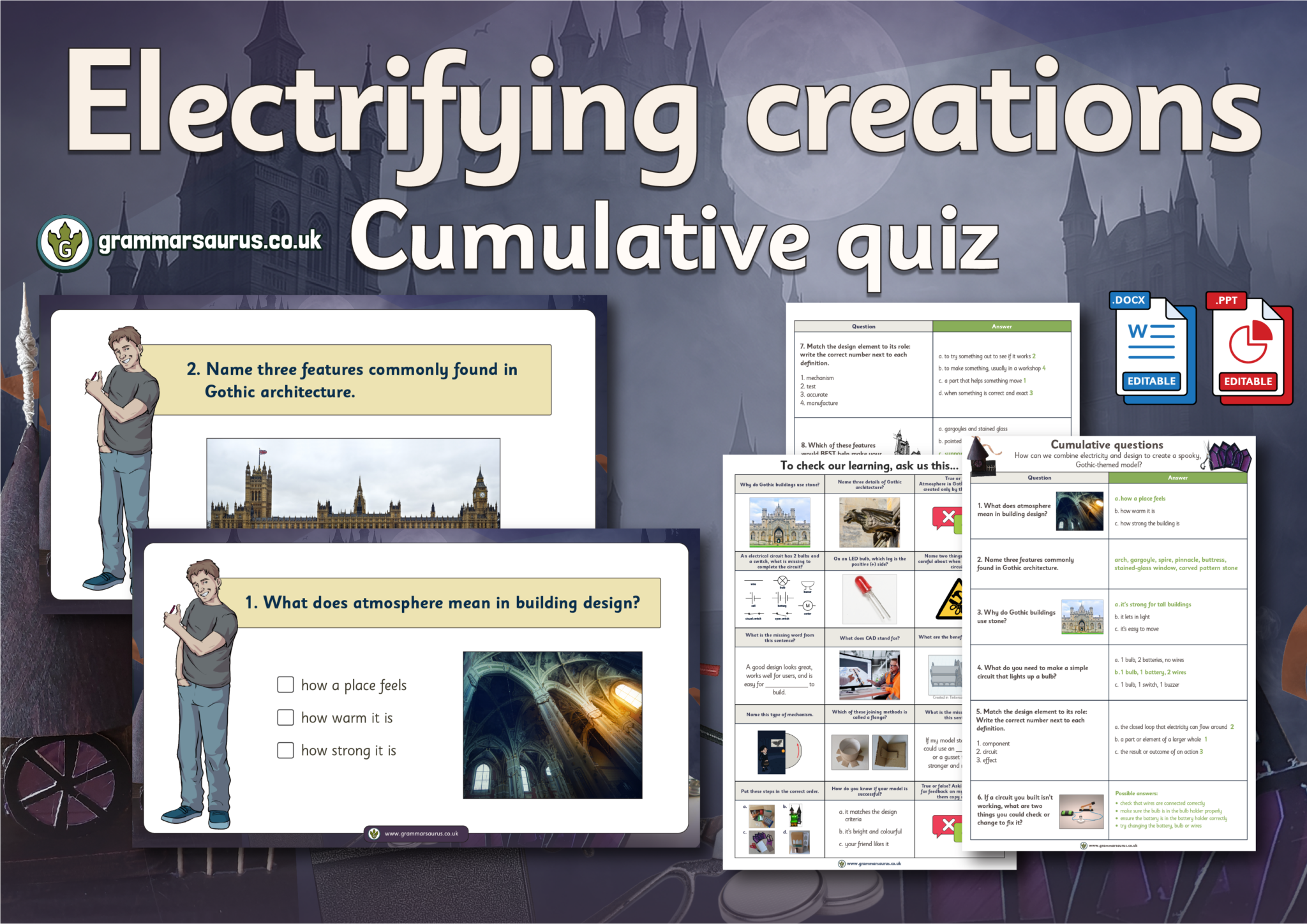 Year 6 - Electrifying creations - Cumulative quiz - Grammarsaurus