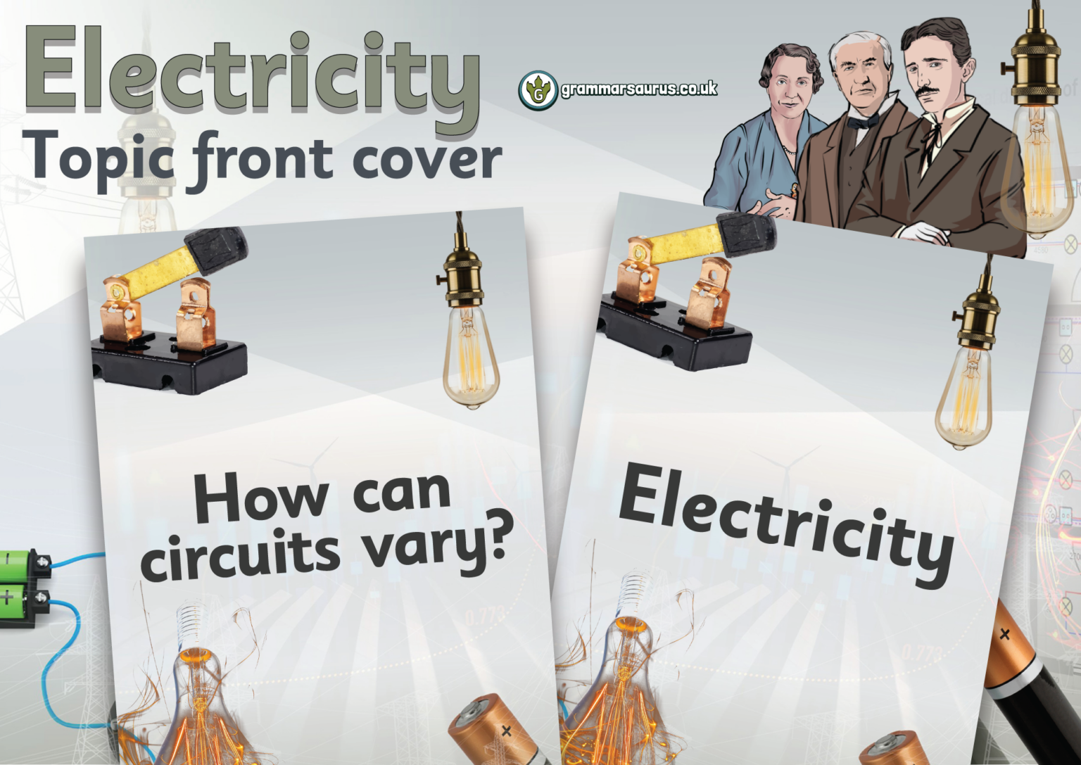 Year 6 Science - Electricity - Topic front cover - Grammarsaurus