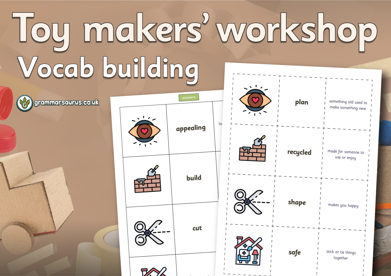 Year 1 - Toy makers' workshop - Vocab building - Grammarsaurus