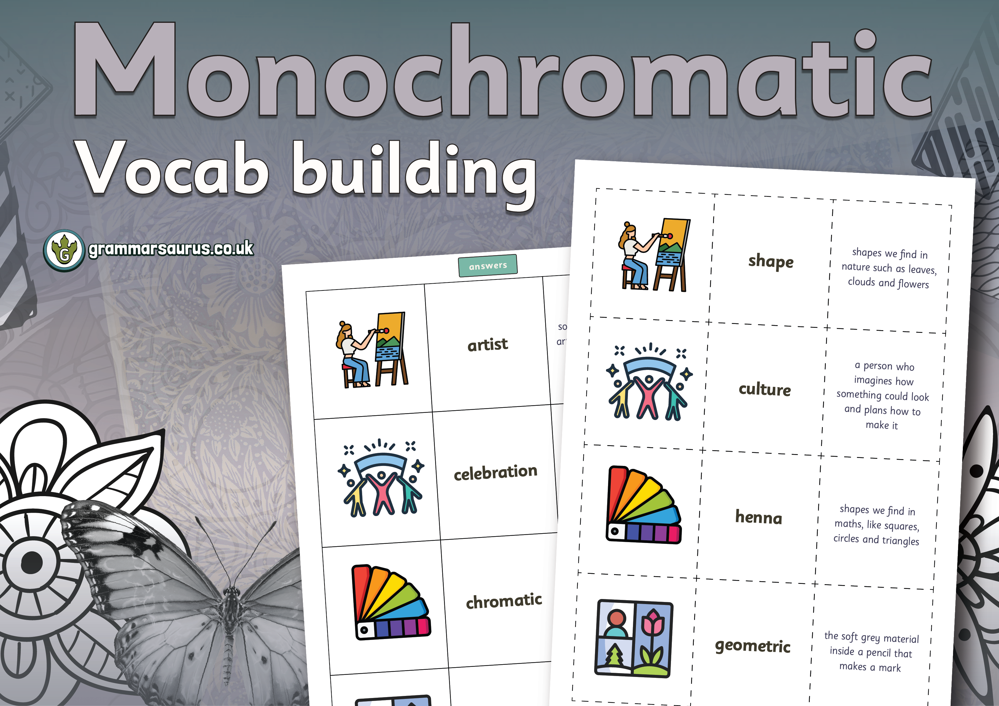 Year 2 Art – Monochromatic – Vocab building - Grammarsaurus