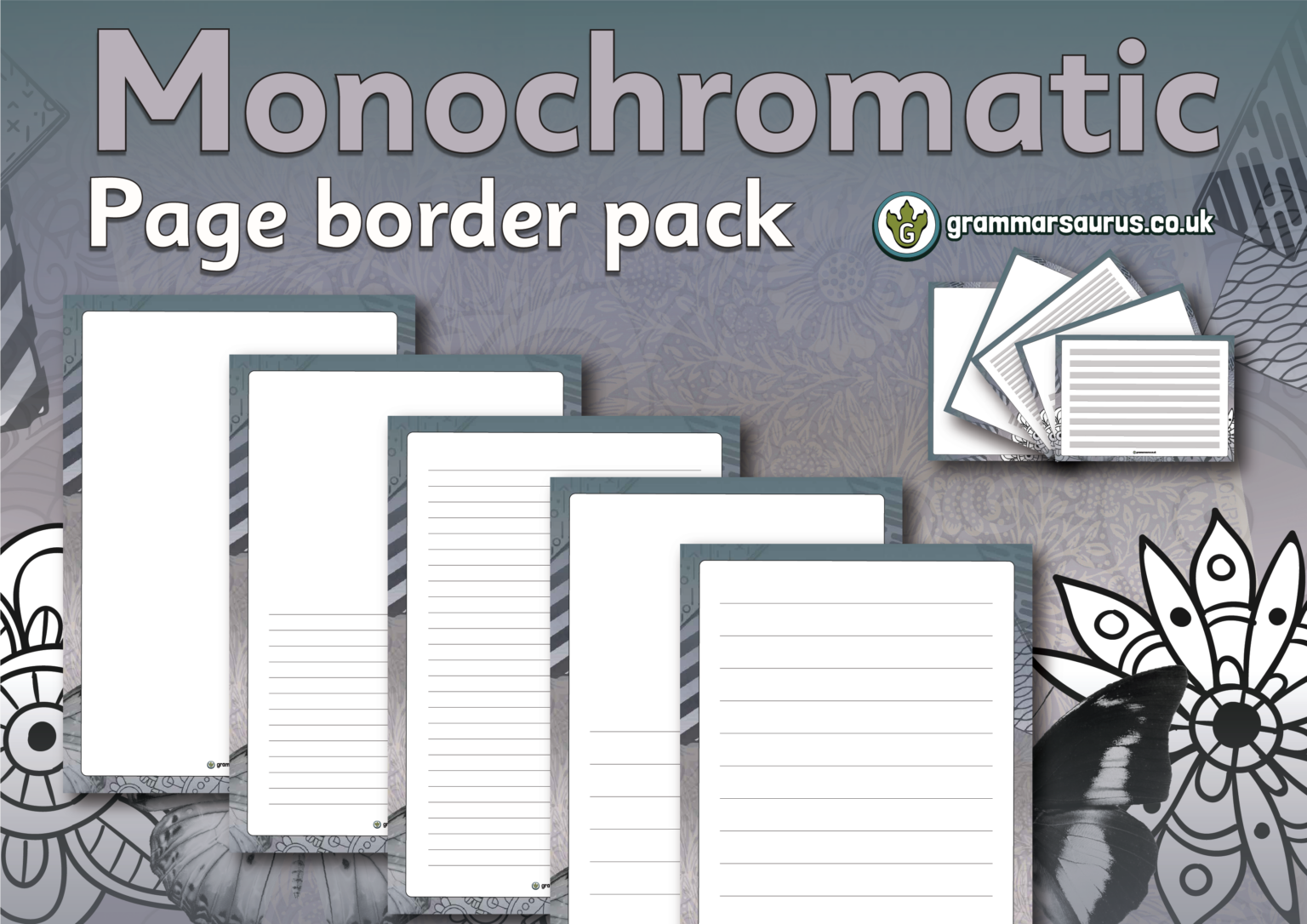 Year 2 Art – Monochromatic – Page border pack - Grammarsaurus