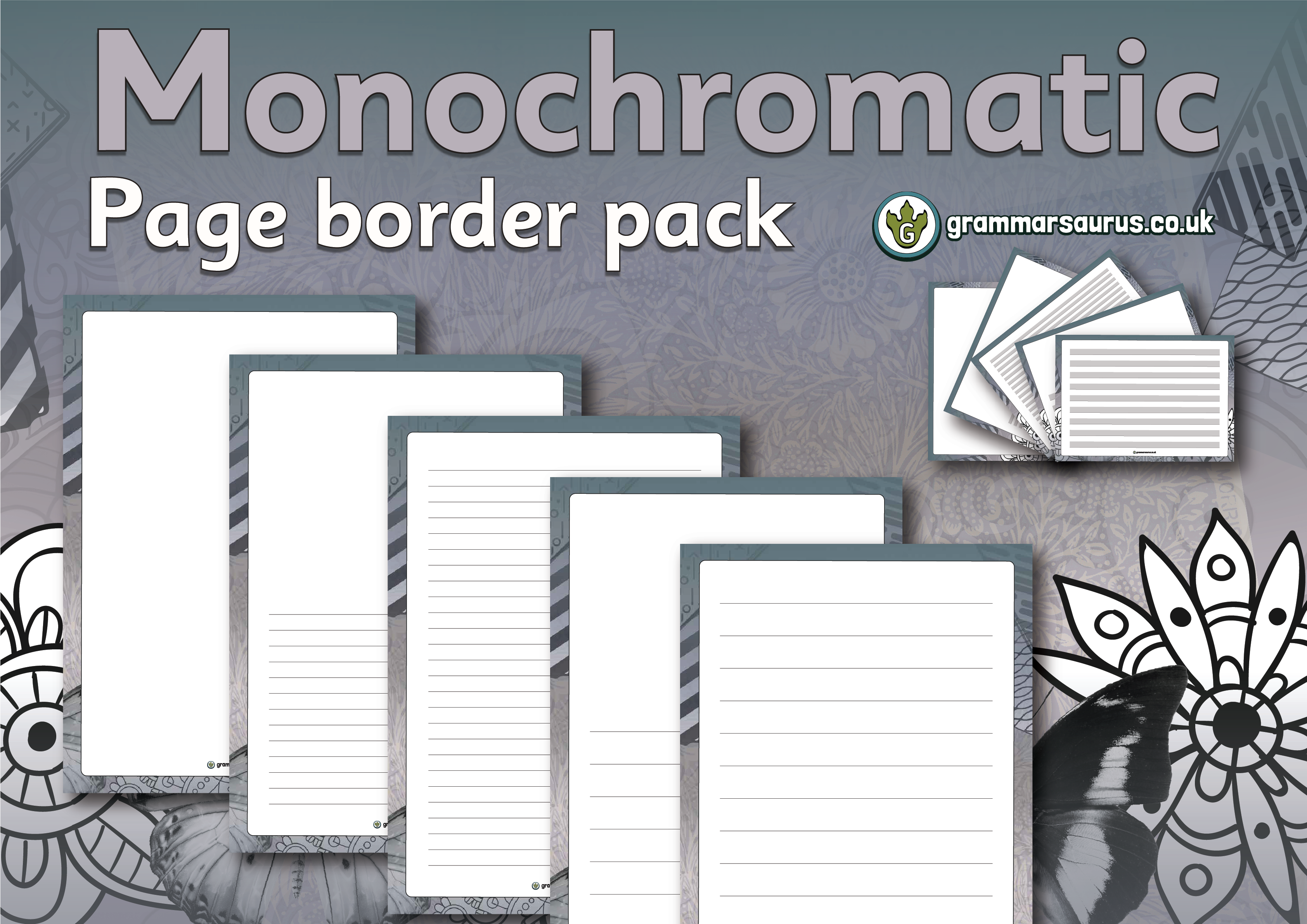 Year 2 Art – Monochromatic – Page border pack - Grammarsaurus