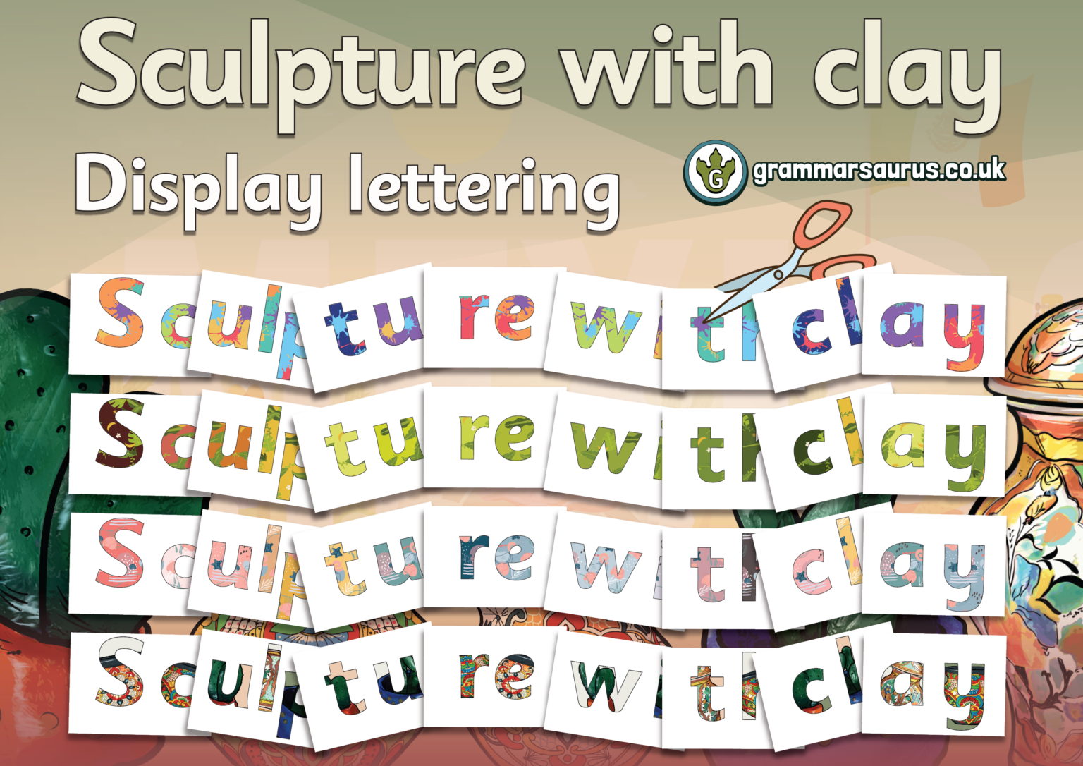 Year 3 Art - Sculpture - Display lettering - Grammarsaurus