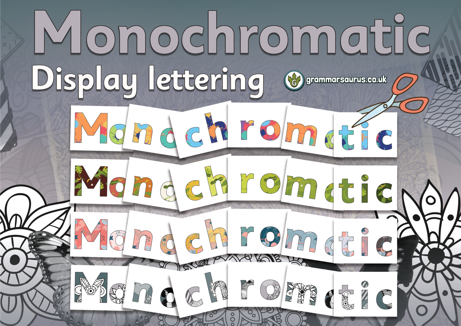 Year 2 Art – Monochromatic – Display lettering - Grammarsaurus
