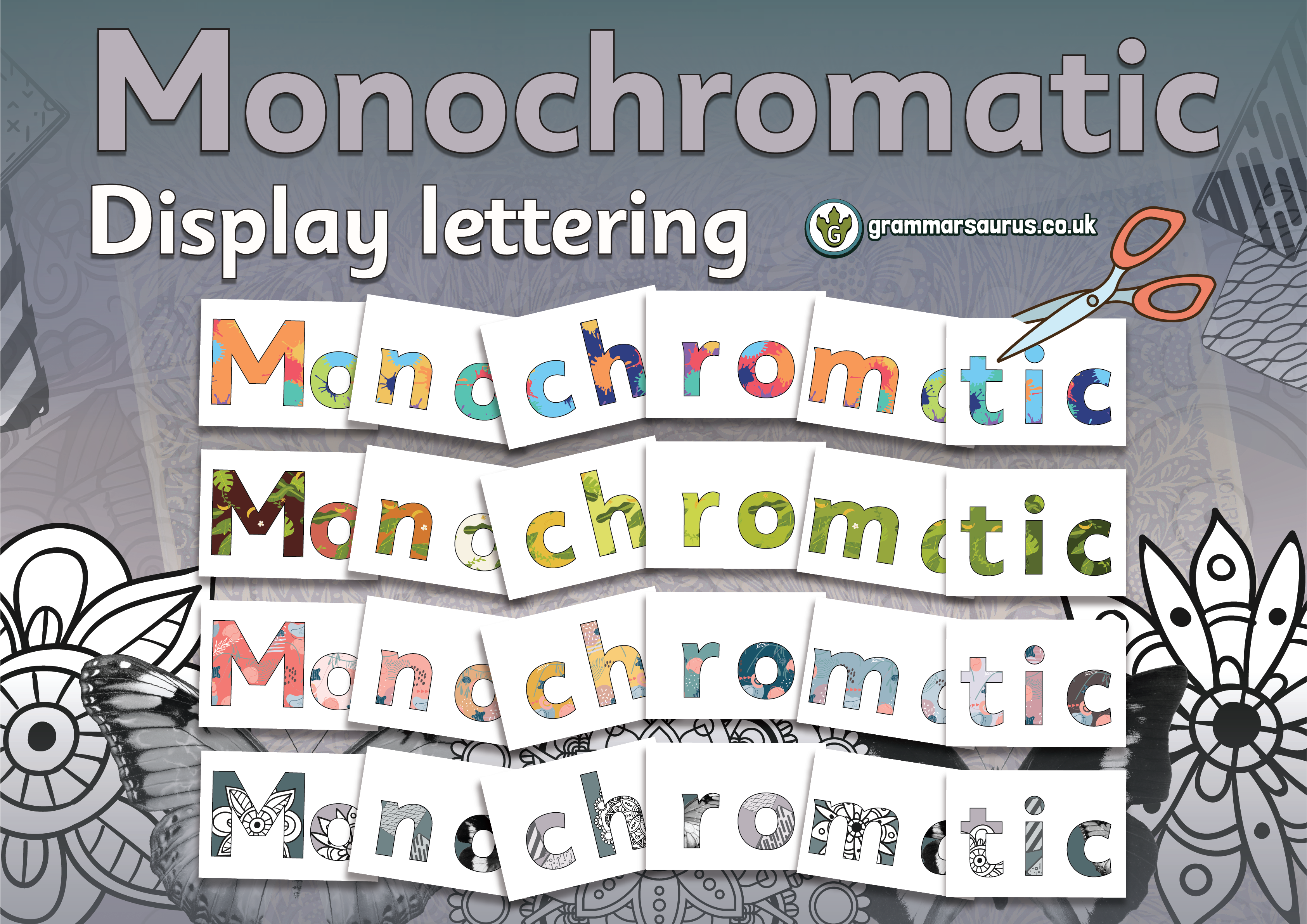 Year 2 Art – Monochromatic – Display lettering - Grammarsaurus