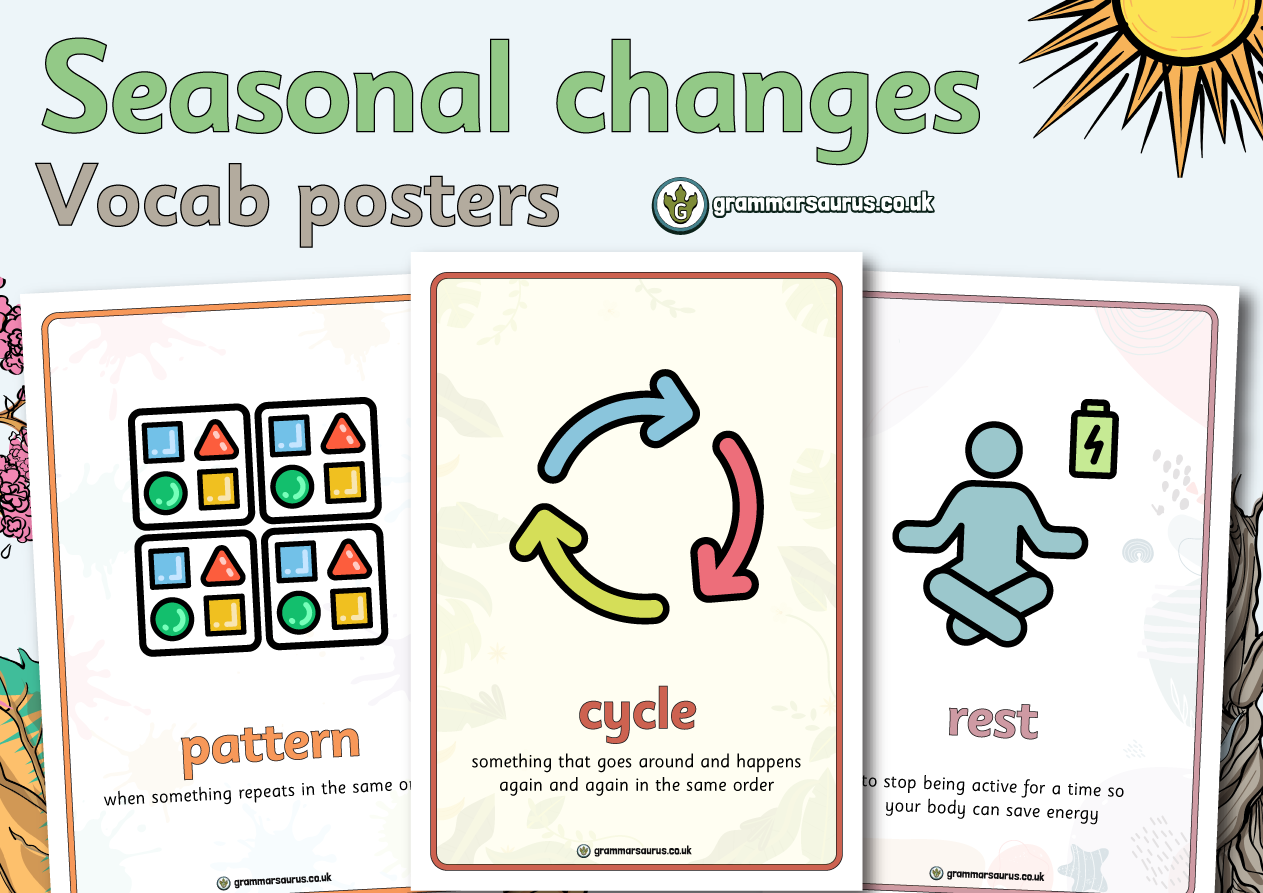Year 2 Science – Seasonal Changes – Vocab posters - Grammarsaurus