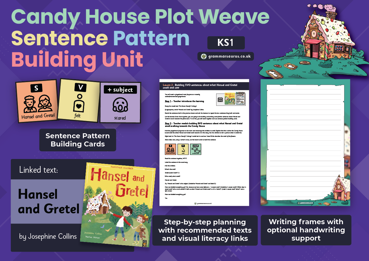 Candy House Plot Weave Sentence Pattern Building Unit - Grammarsaurus