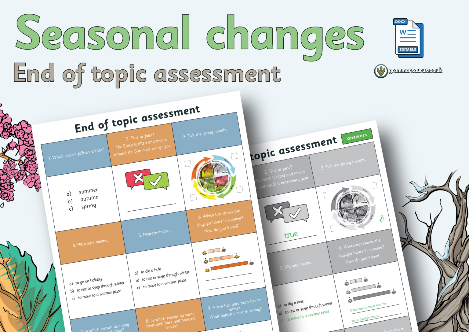 Year 2 Science – Seasonal Changes – End of topic assessment - Grammarsaurus