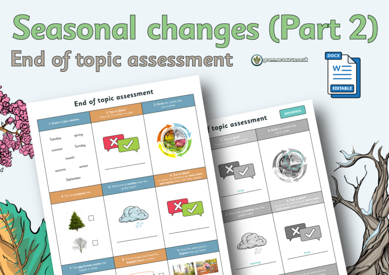 Year 1 Science – Seasonal Changes – End of topic assessment (part 2 ...