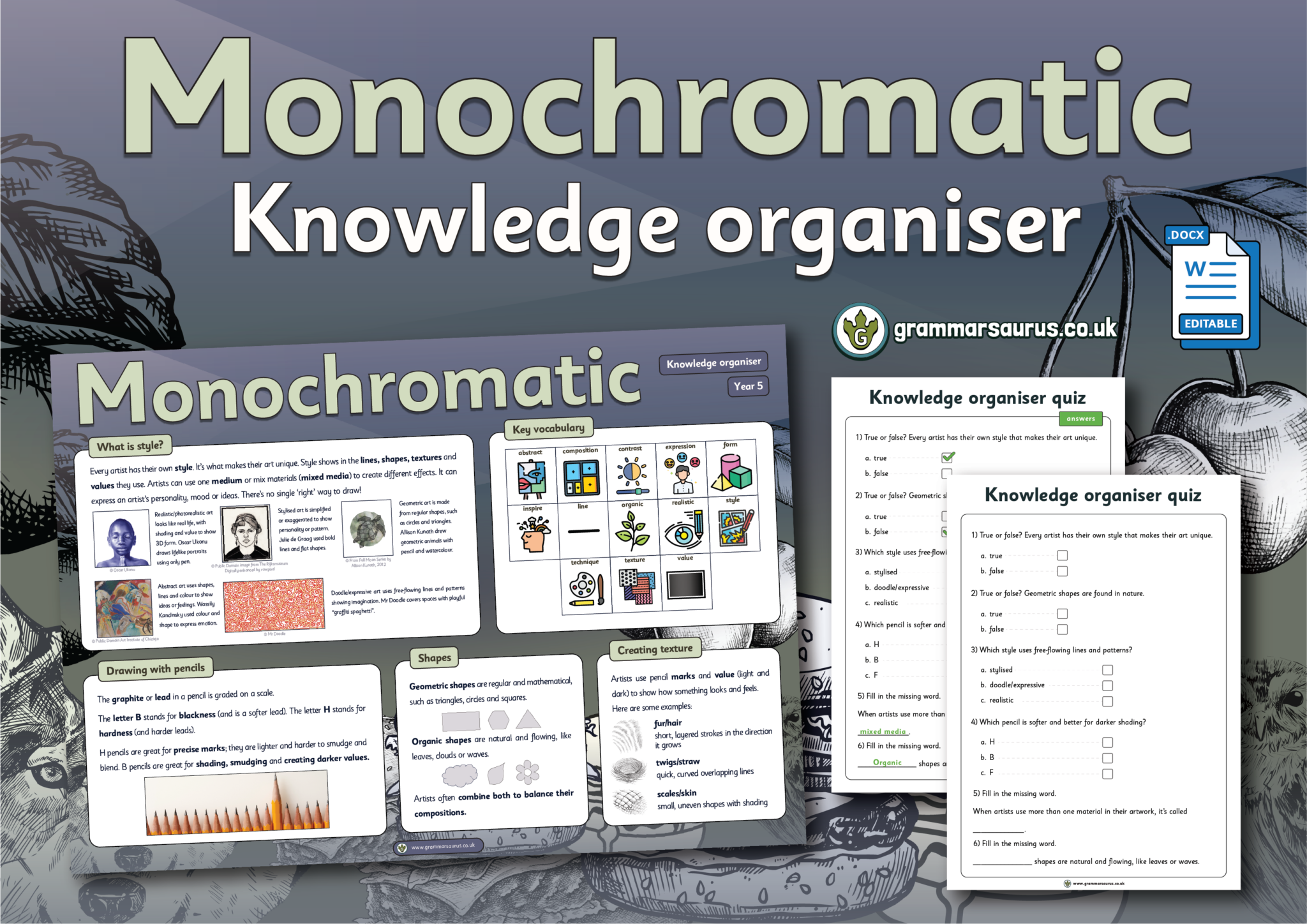 Year 5 Art – Monochromatic – Knowledge organiser - Grammarsaurus