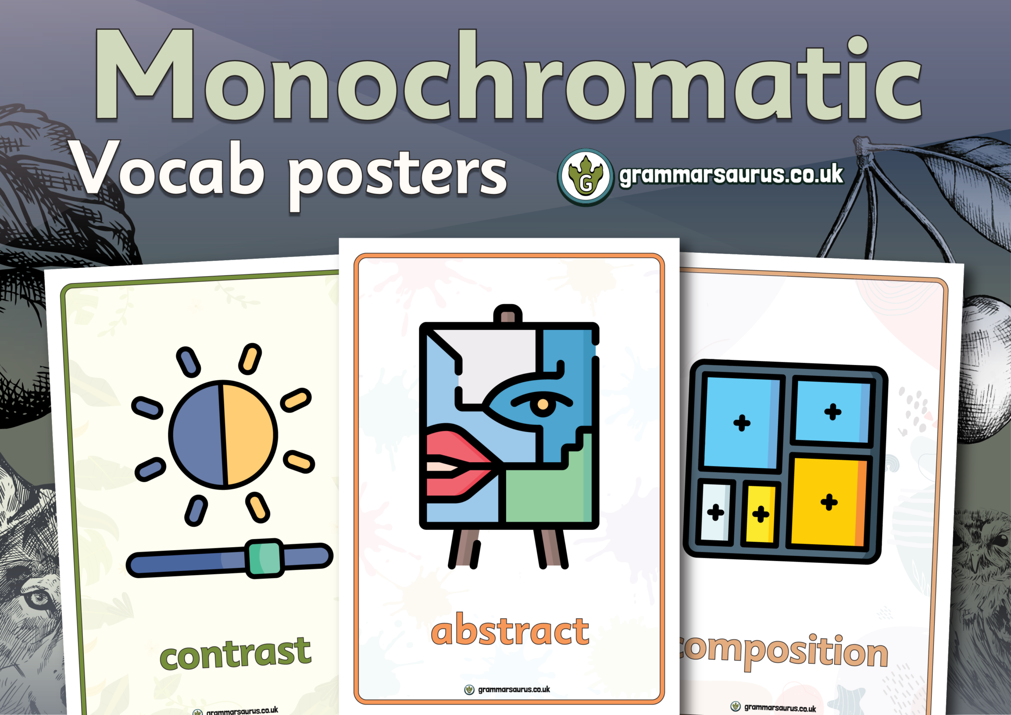 Year 5 Art – Monochromatic – Vocab posters - Grammarsaurus