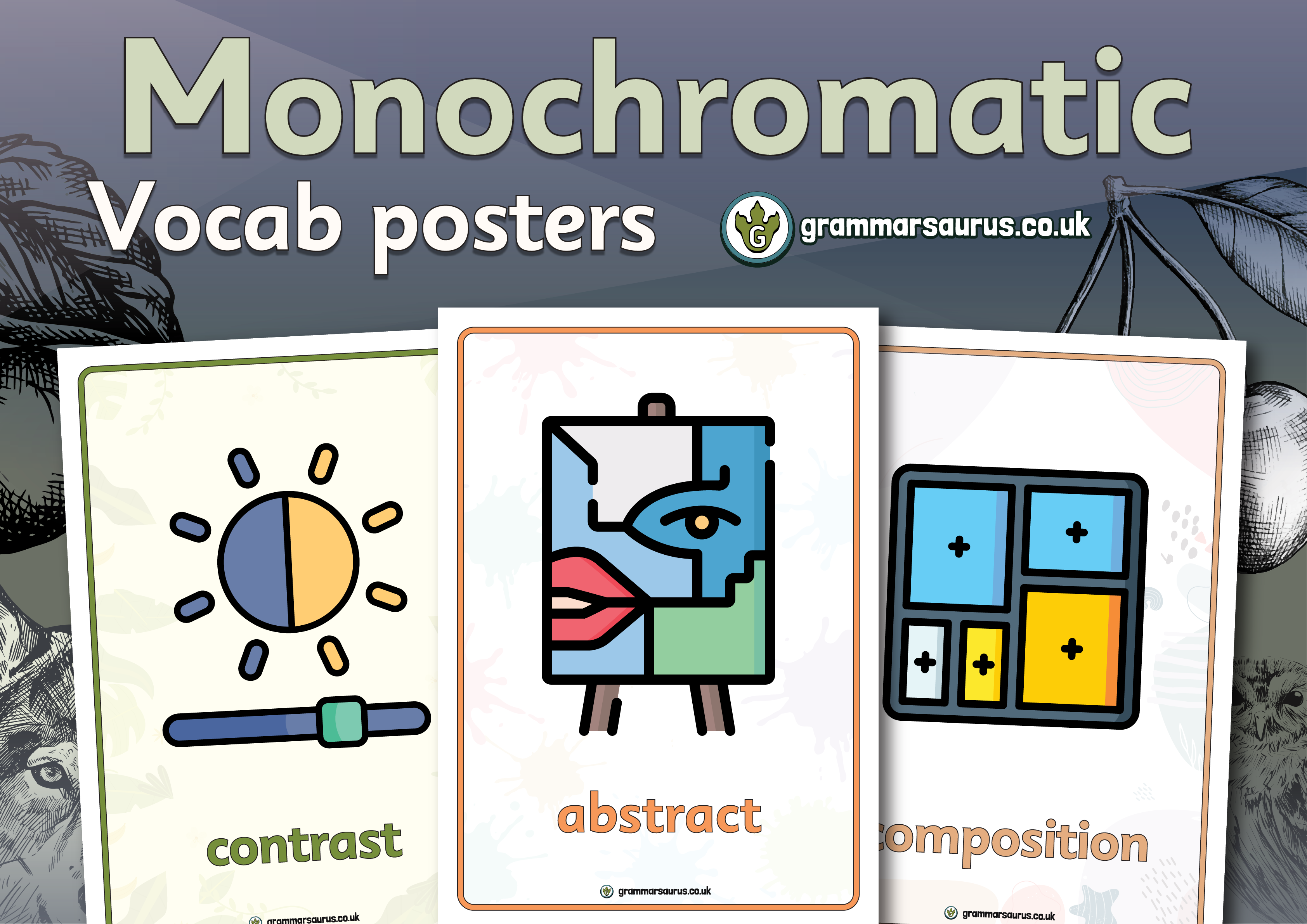 Year 5 Art – Monochromatic – Vocab posters - Grammarsaurus