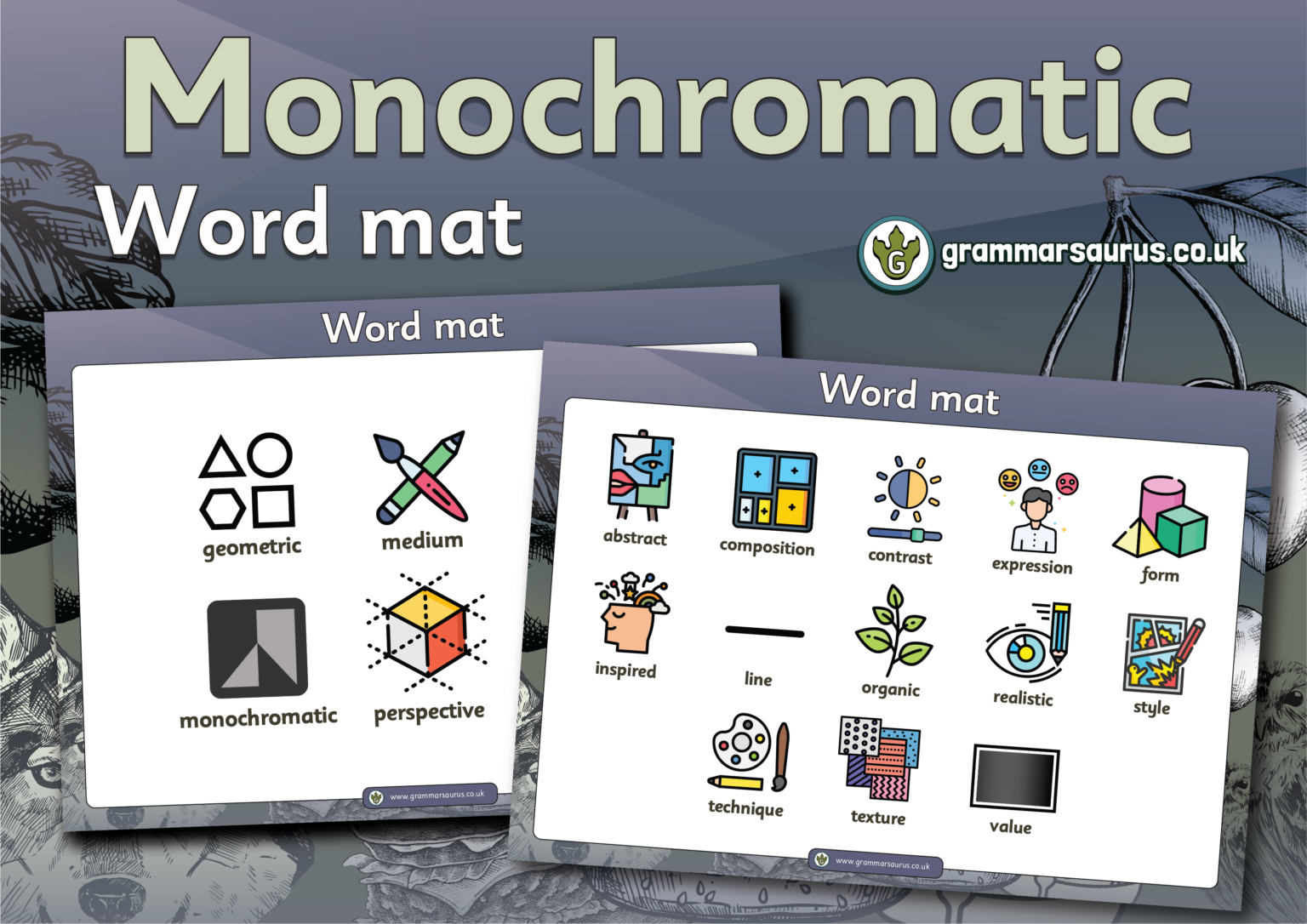 Year 5 Art – Monochromatic – Word mat - Grammarsaurus