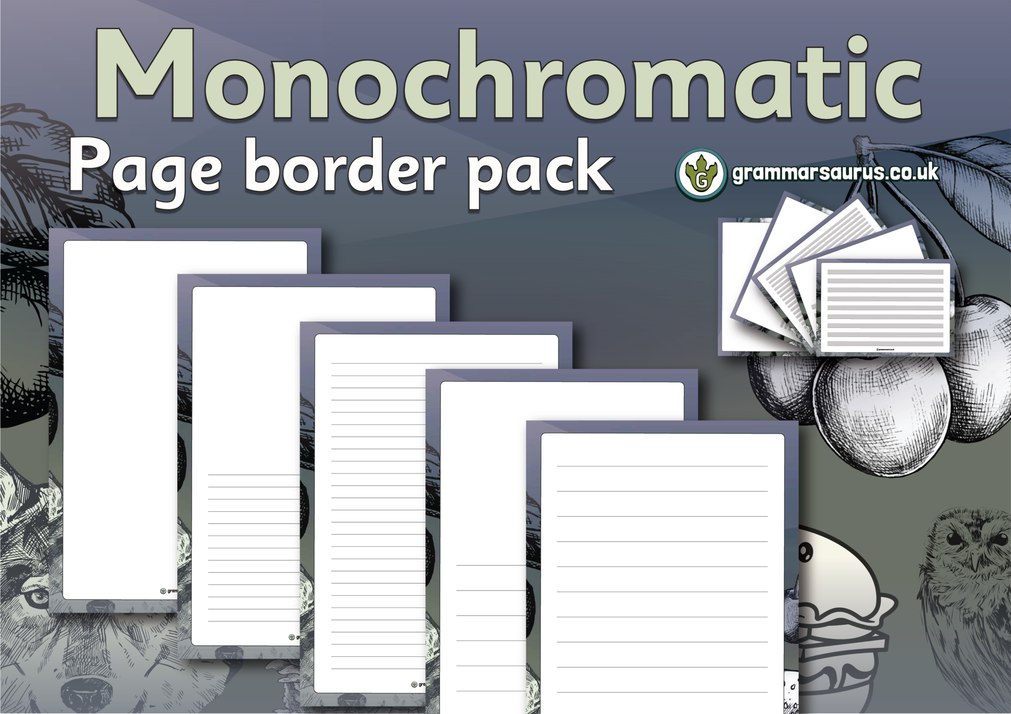 Year 5 Art – Monochromatic – Page border pack - Grammarsaurus